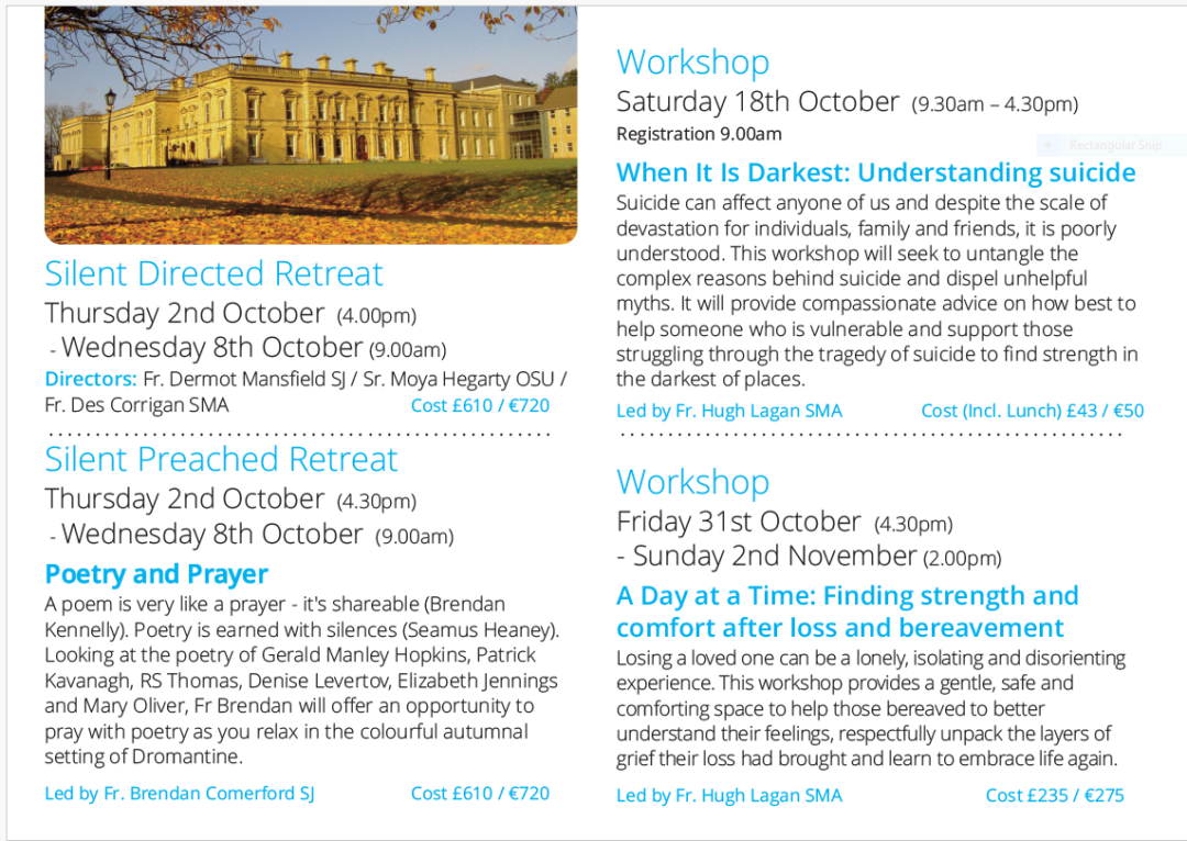 DROMANTINE RETREAT AND CONFERENCE CENTRE – 2025 PROGRAMME | Society of ...
